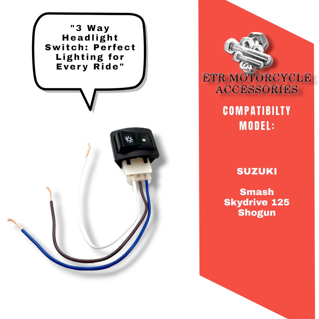 3-Way Black High-Low Headlight Switch with Socket Connector for Suzuki ...