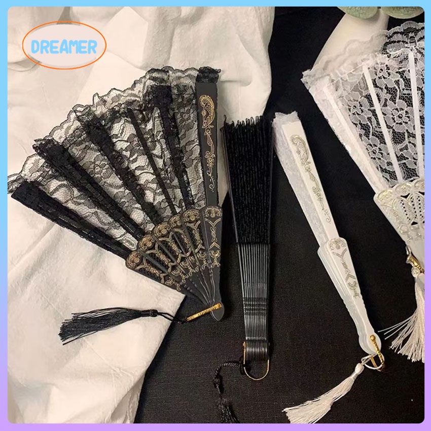 Luxury White Lace Folding Fan Lace Folding Fan Portable Dance Props ...