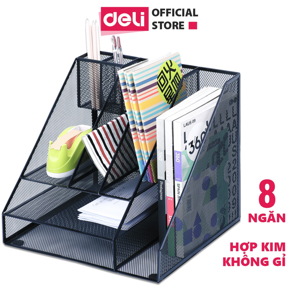Deli black iron 6-compartment document rack - stainless steel ...