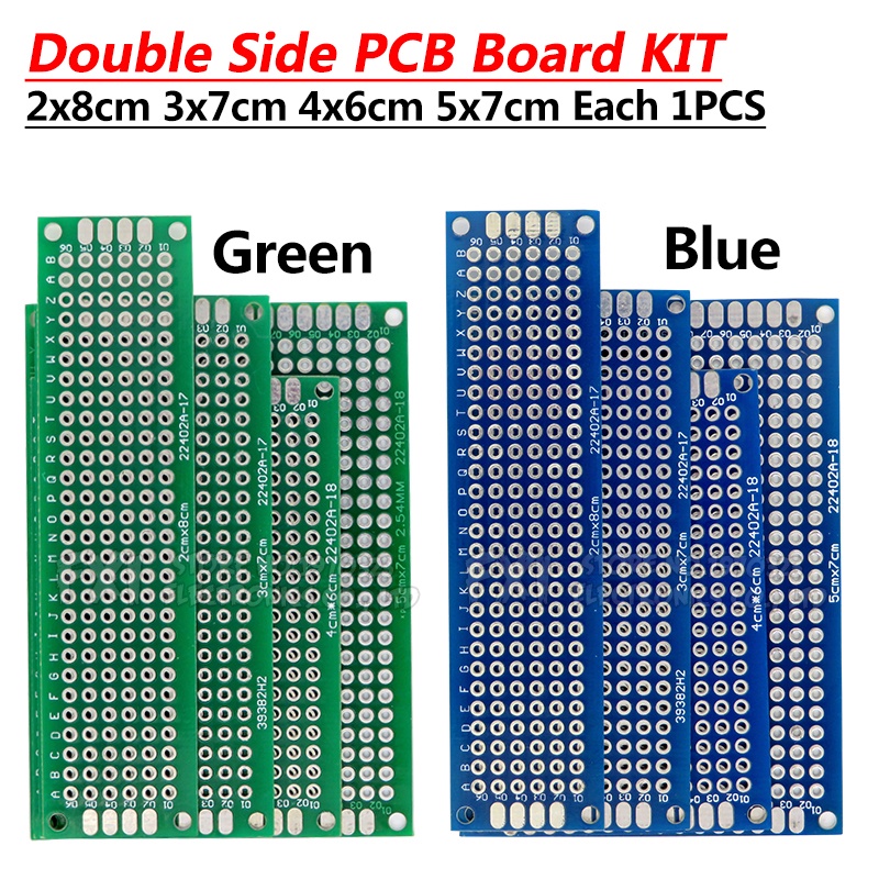 4pcs 5x7 4x6 3x7 2x8 cm Blue Green double Side Copper prototype pcb ...