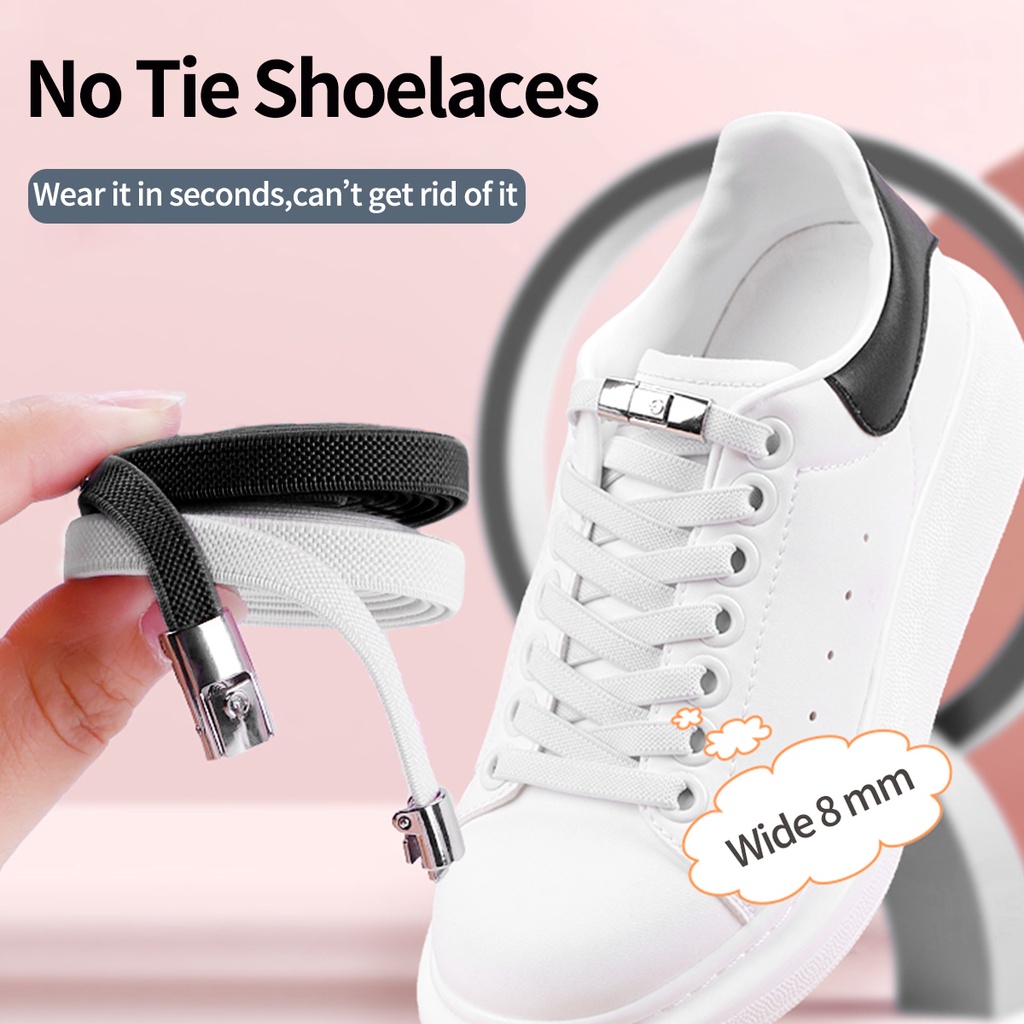 1Pair Elastic No Tie Shoelaces Kids Adult Sneakers Shoelace Quick Lazy ...
