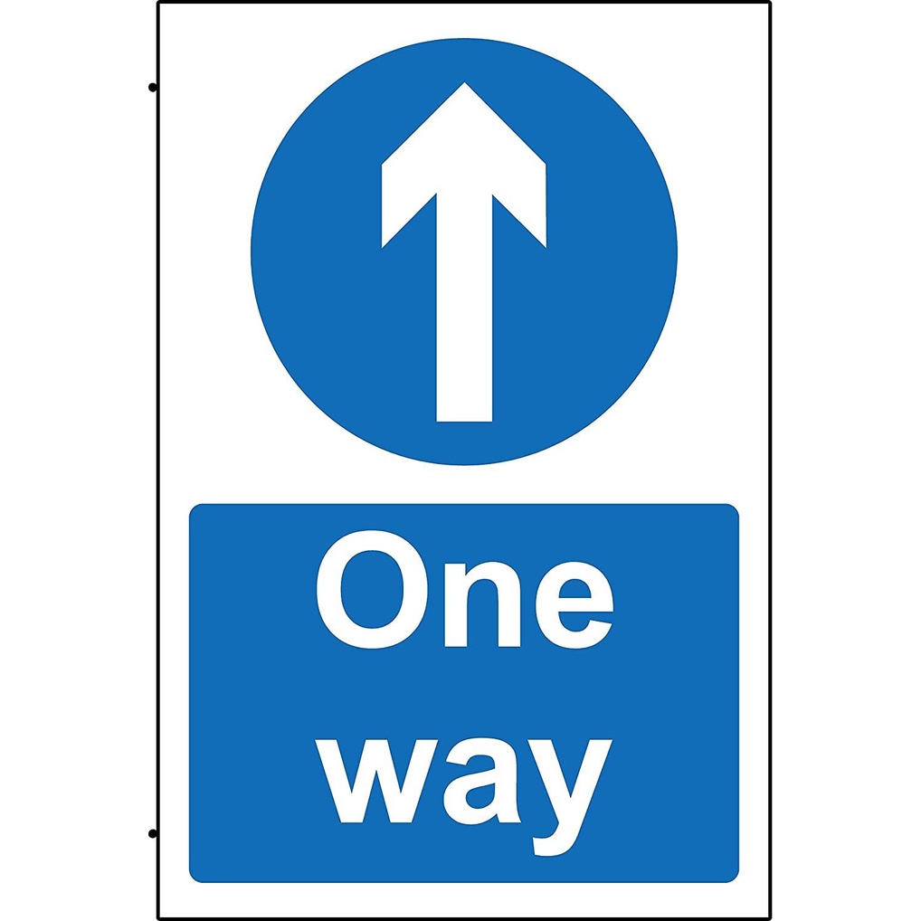 Mandatory signs One way Safety sign - 1.2mm Rigid plastic 30*20cm ...