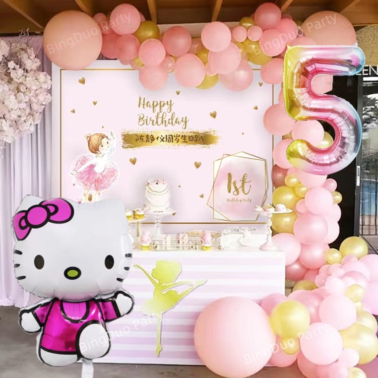 Disney Hello Kitty Theme Standing Kitty Balloons Garland Arch Kit ...