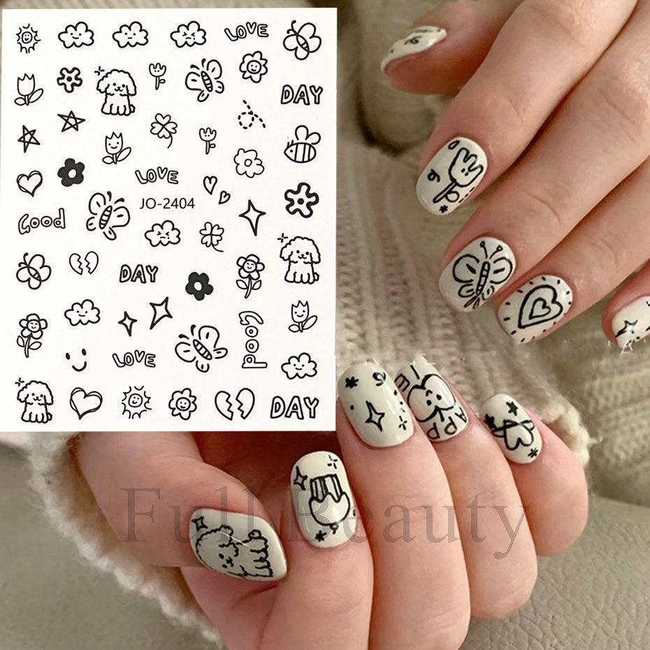 Cartoon Animal Manicure Stickers Puppy Graffiti Nail Decals | Shopee ...