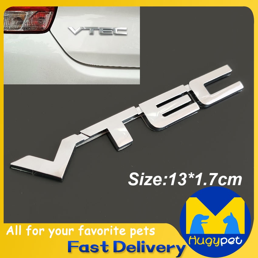 Silver Metal VTEC Logo Car Letter Sticker Auto Fender Decal Chrome ...