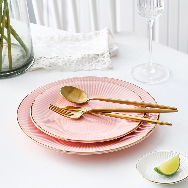 Livingplus Aesthetic Pink Cute Porcelain Plates | Shopee Philippines