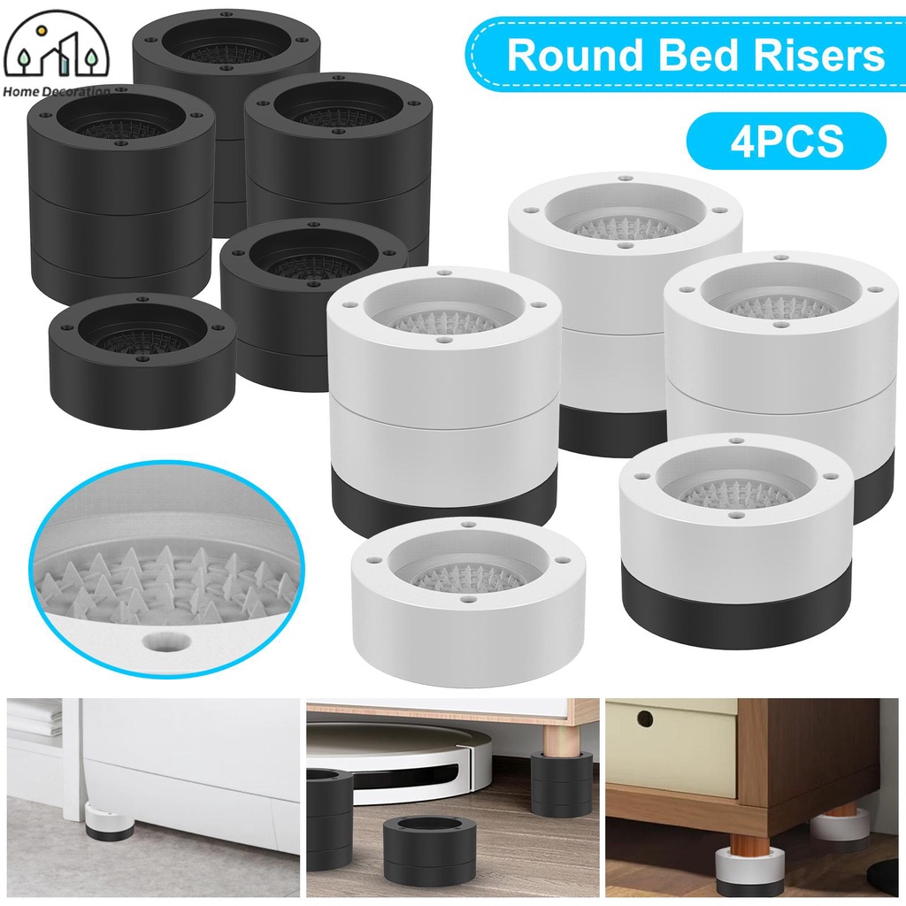 4Pcs Round Furniture Riser Heavy Duty Bed Chair Riser Support 1300lb ...