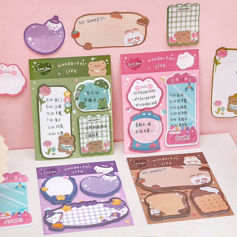 60sheets/set Cartoon combination Sticky notes students cute message ...