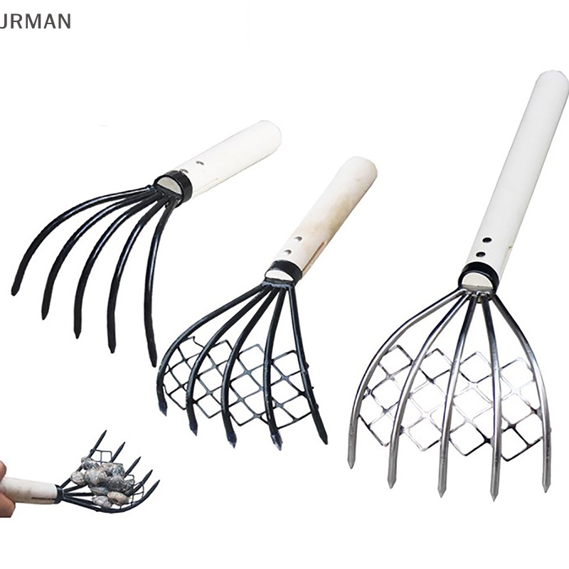 LOVESHOPPING Clam Rake With Net 5 Claw Wood Handle Rake Shell Digging ...