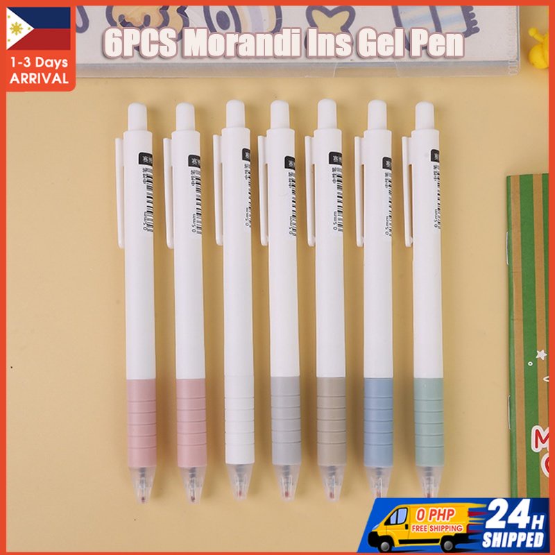 6PCS Portable Smooth Writing Press-Style Pen Morandi Ins Gel Pen Simple ...