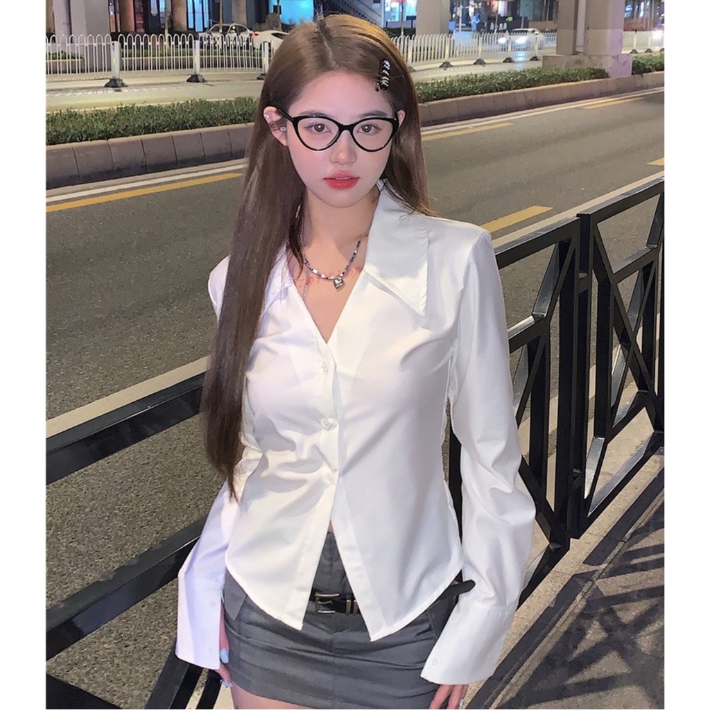 Womens Long Sleeved Turn Down Collar Shirt Pinkstore29 Luxurious And