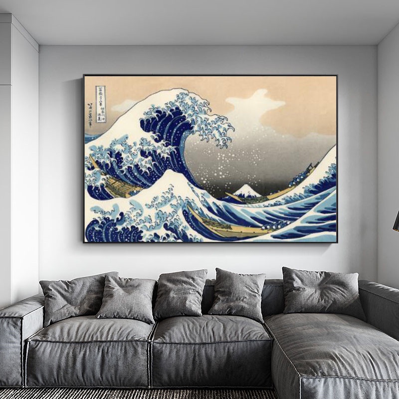 Kanagawa big wave art poster printed on canvas by famous paintings of ...
