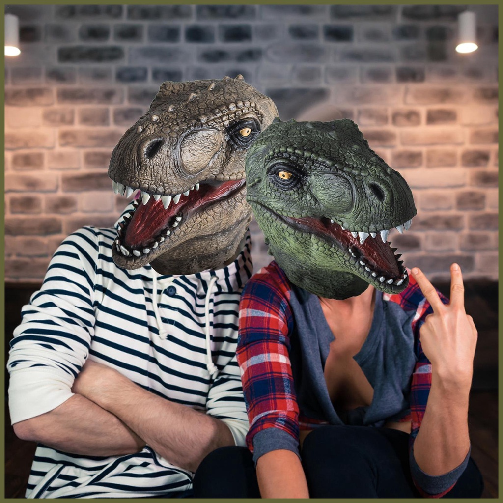 Teens Adult Realistic Jurassic Dinosaur Cosplay Masque Tyrannosaurus Halloween Costume Prop