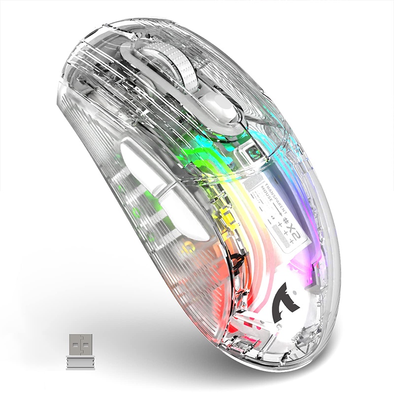 Wireless Gaming Mouse, PC Transparent Shell Computer Mice with Tri-mode ...