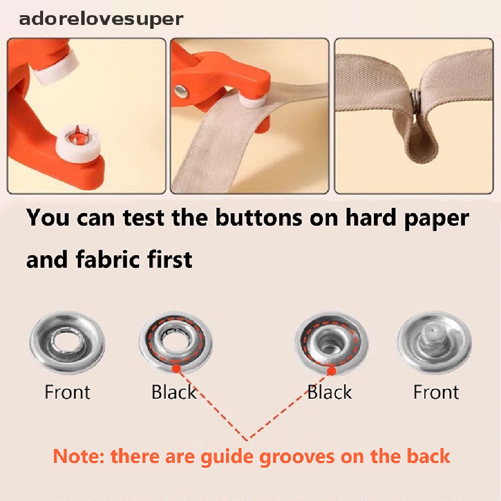 AD1PH Snap Button Kit with Pliers Metal Press Studs Tool Kit Stainless ...