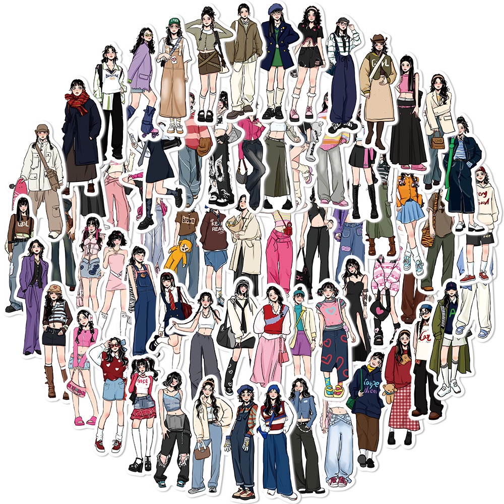 64Pcs/Set Fashion Model . Modern Beauty Girls Series 02 Stickers DIY ...