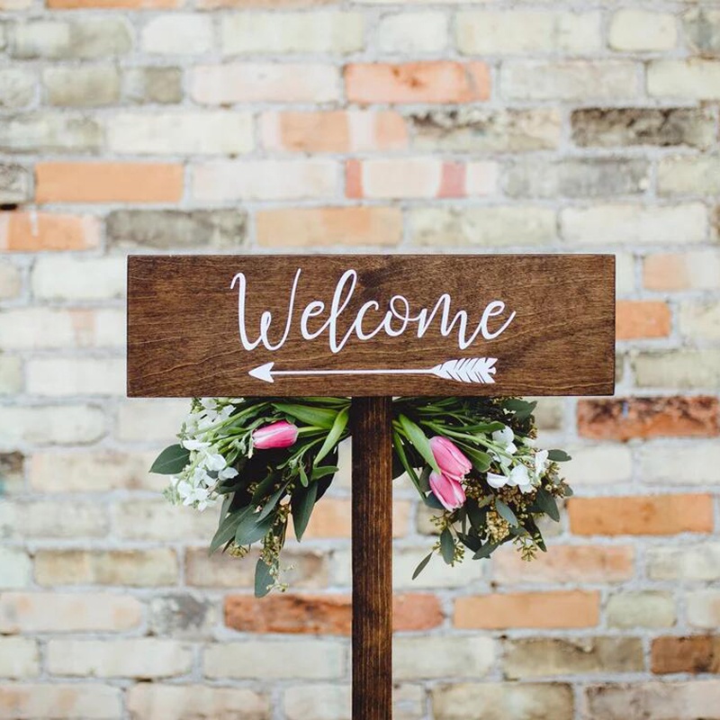 Welcome Wedding Rustic Wood Sign Vinyl Sticker Arrow for Ceremony or ...