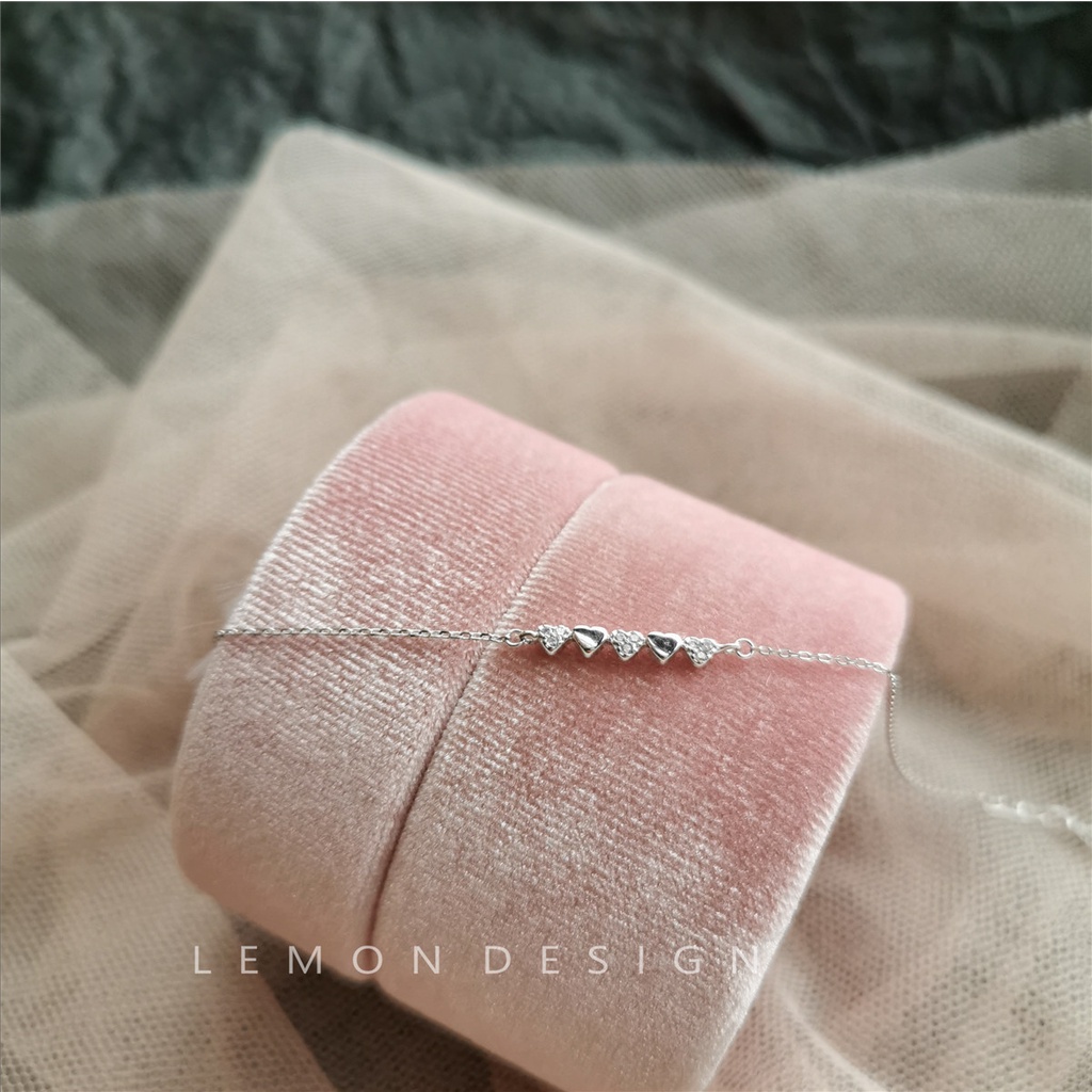 S925 Sterling Silver Heart-Shaped Bracelet A Row of Love Ruler Bracelet ...