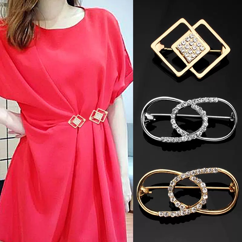 Gold Silver Waist Change Clip Skirt Dress Trousers Clothes Fixed Buckle Trendy Metal Brooch Pin ...