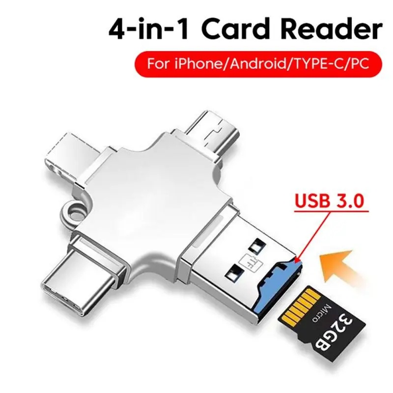 4 In 1 USB 3.0 To Type C Micro TF Card Reader Micro to USB TF Adapter ...