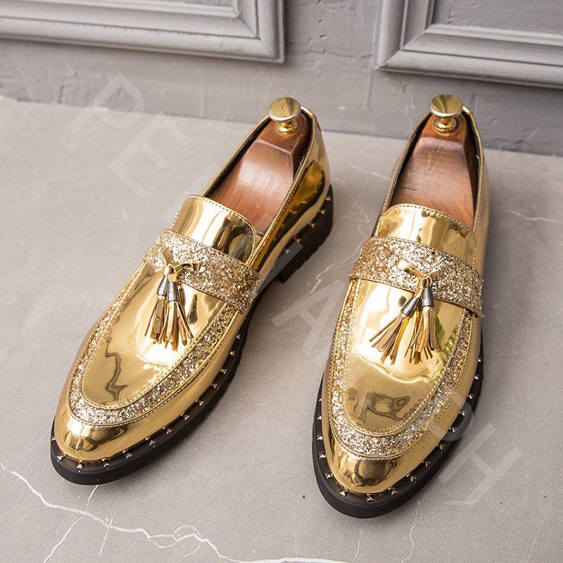 (Fast shipping)Formal Party Men Dress Shoes Rhinestone Tassel Loafer ...