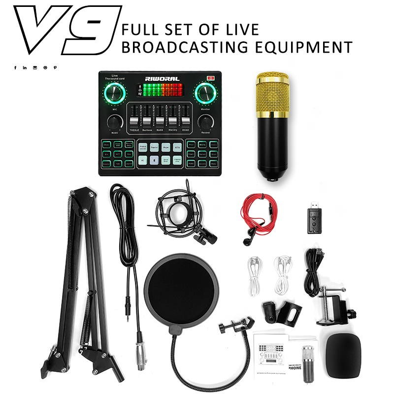 Sound Card Complete Set Condenser Microphone For Live Streaming ...