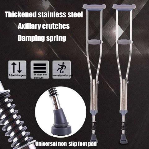 Stainless Steel Spring Shock Adult Crutch Adjustable Pair/Single Crutch ...
