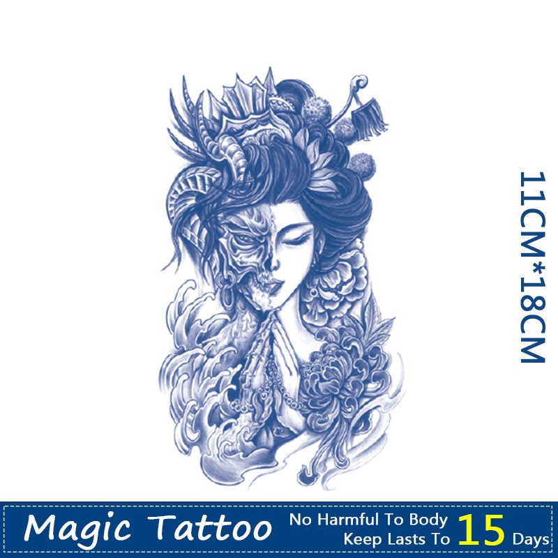 【WOOW】Magic Tattoo Sticker Girl Orc Waterproof Fake Tattoo Sticker ...