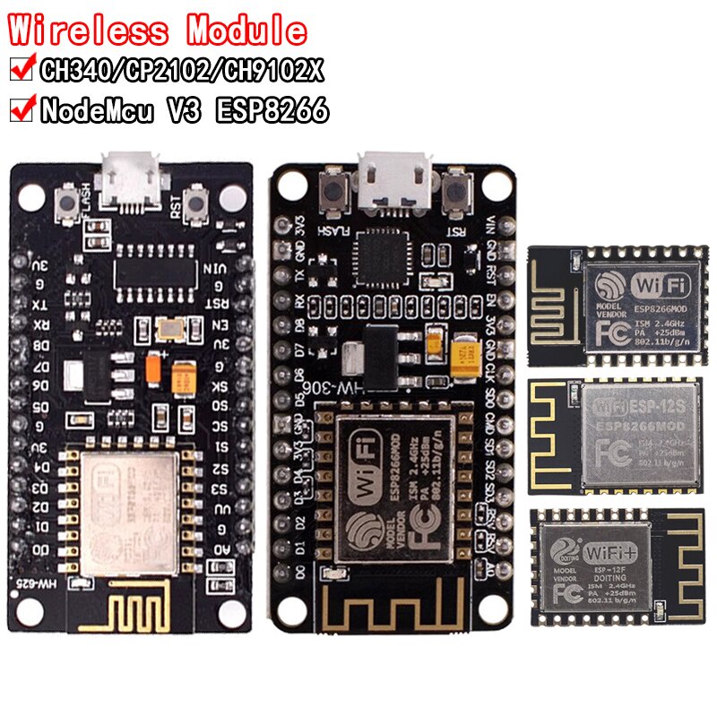 Wireless Module CH340/CP2102/CH9102X NodeMcu V3 V2 Lua WIFI Internet of ...