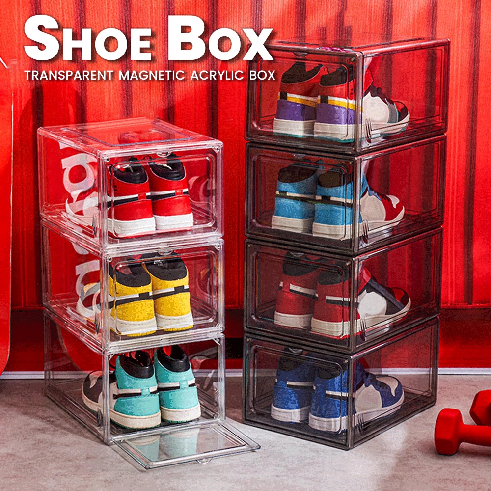 SIMS Transparent Magnetic Shoe Box | Shoe Storage with Magnetic Front ...