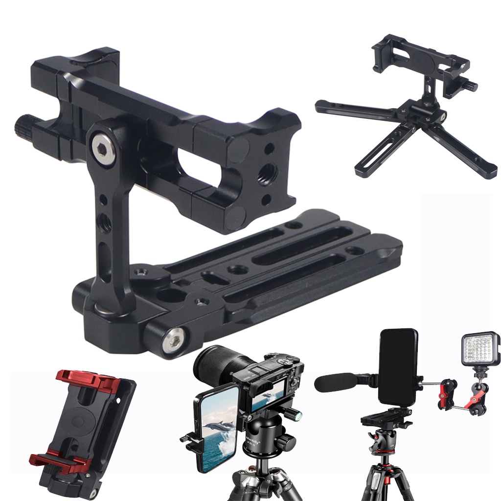 Quick Release Plate Tripod Folding Phone Holder Clip 360°Rotatable ...