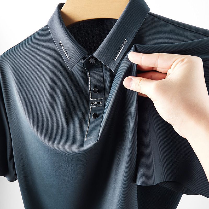 Light Luxury High-End Ice Silk Short-Sleeved t-Shirt Men Plus Fat Plus ...