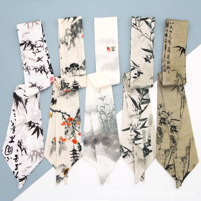 Multifunctional Scarves Long Silk Scarf Hairband Bow Tie Ribbon Tie A ...