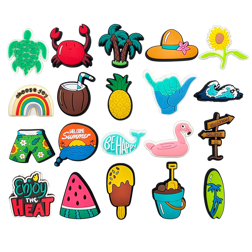 20pcs/set Croc Shoe Charms Button Summer Holiday Series Suitcase ...