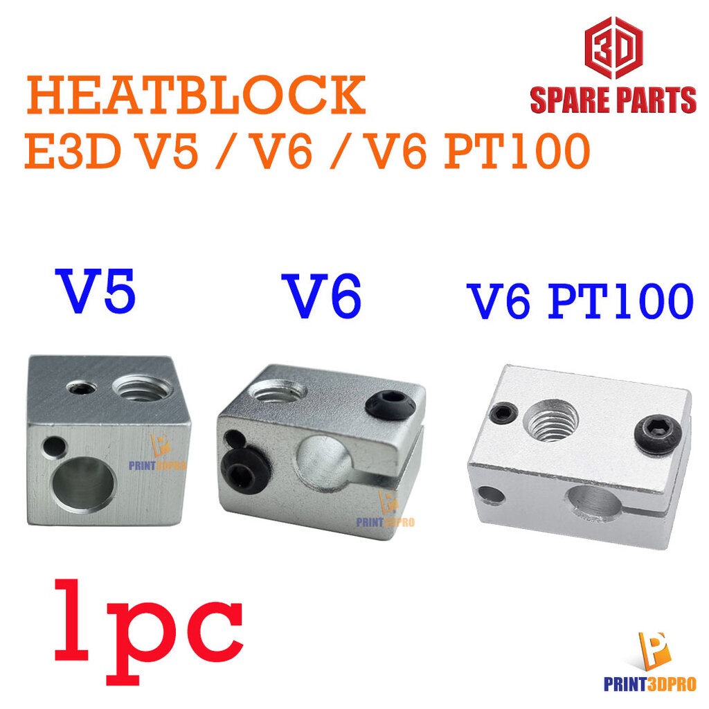 E3D V5/V6/V6 PT100 New upgrade Aluminum Heat Block Silver 3D Printer ...