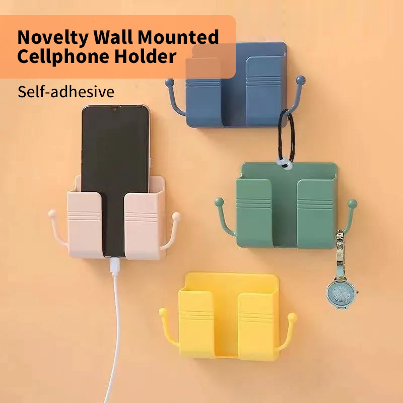 Wall-mounted Cell Phone Holder with Hanger No Drilling Wall Table Plug ...