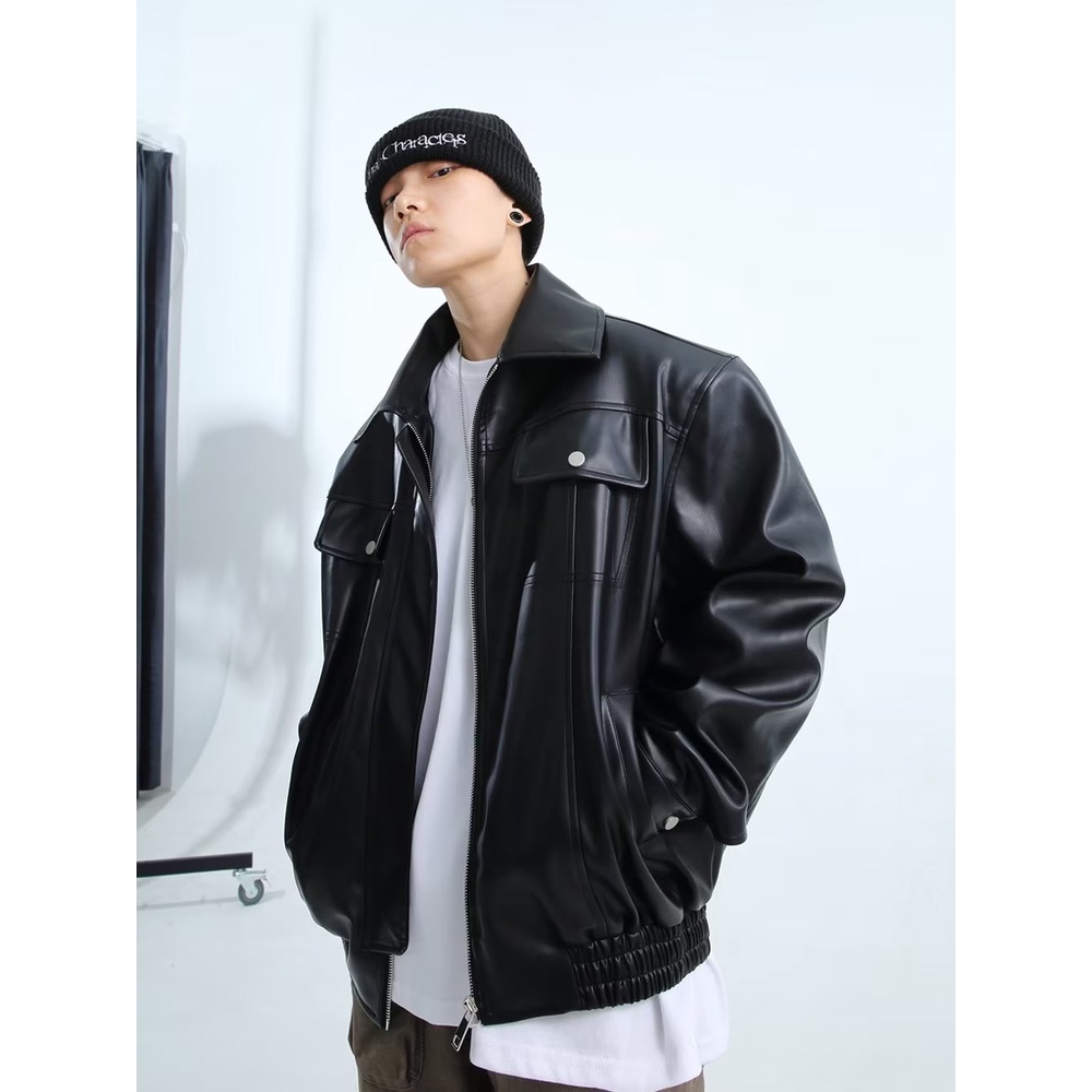 Harajuku Plain Jacket For Men Fashion Pocket Couple Jacket Street Wear ...