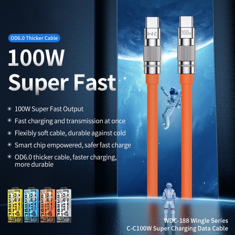 WEKOME 6A Super Fast Charging PD20W/100W Data Cable Flexible Explosive ...