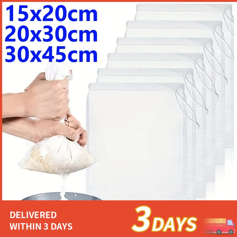 100 Mesh Soy Filter Bags Wine Nut Milk Tea Coffee Yogurt Strainer Net ...