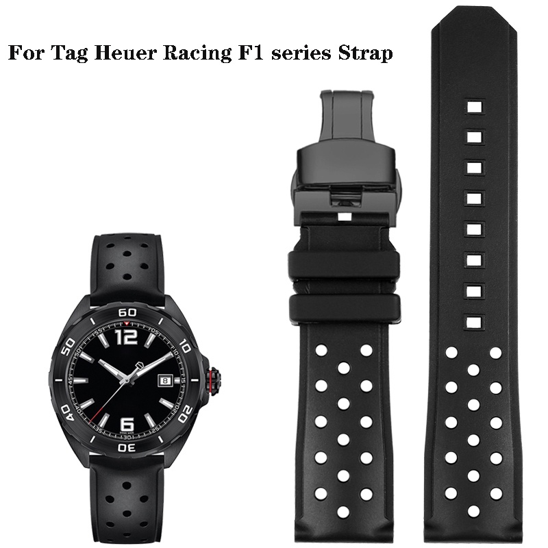 22mm Silicone Watch Band for Tag Heuer Racing F1 WAZ2113 Sports Watch ...
