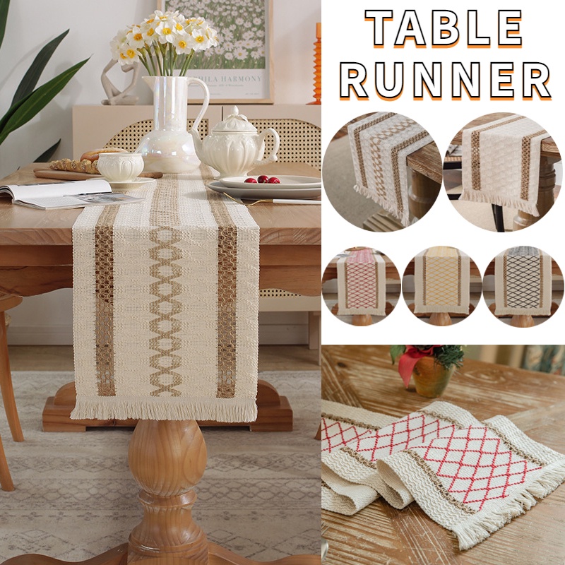 Cotton Table Runner Home Restaurant Tablecloth Decoration Solid Color ...