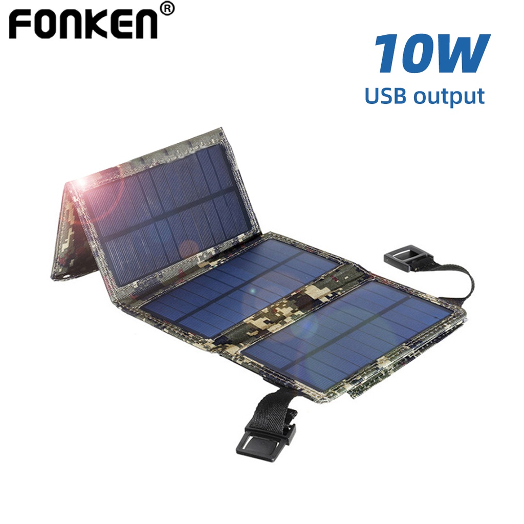 Fonken 10w Portable Solar Panel Folding Cell Foldable Waterproof 5v Usb ...