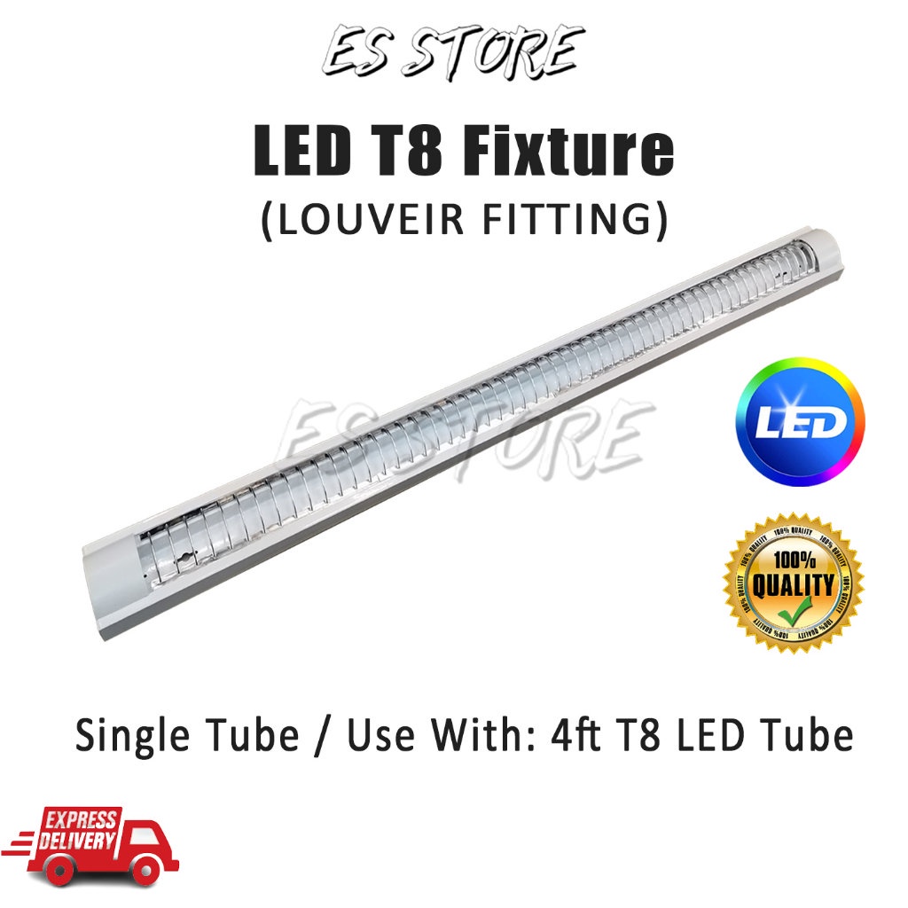 LED T8 Louver Fitting T8 Fitting Single Circuit Frosted Casing For T8 ...