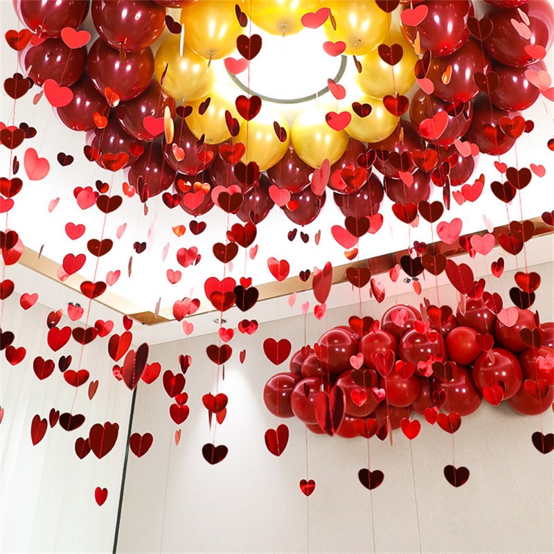 100pcs/lot Red Heart Laser Sequined Rain Balloon Pendant Romantic ...