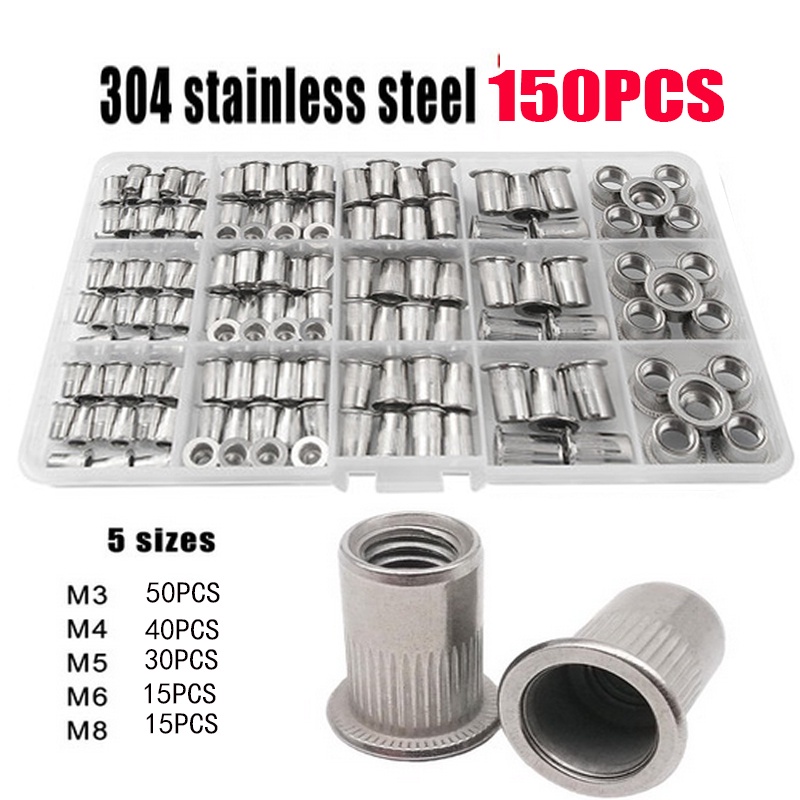 100/150/180pcs Stainless steel Rivet Nut M3 M4 M5 M6 M8 M10 Insert ...