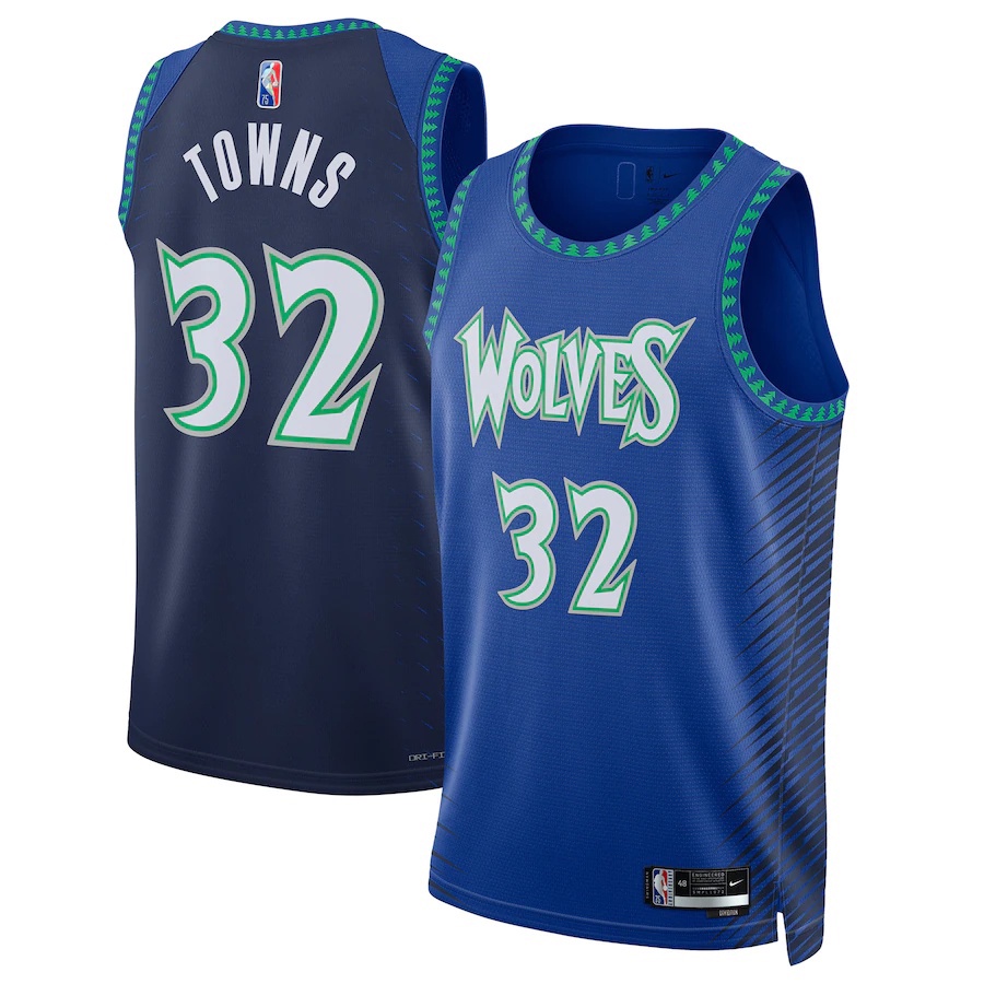Minnesota Timberwolves #32 Karl-Anthony Towns 75th Anniversary City ...
