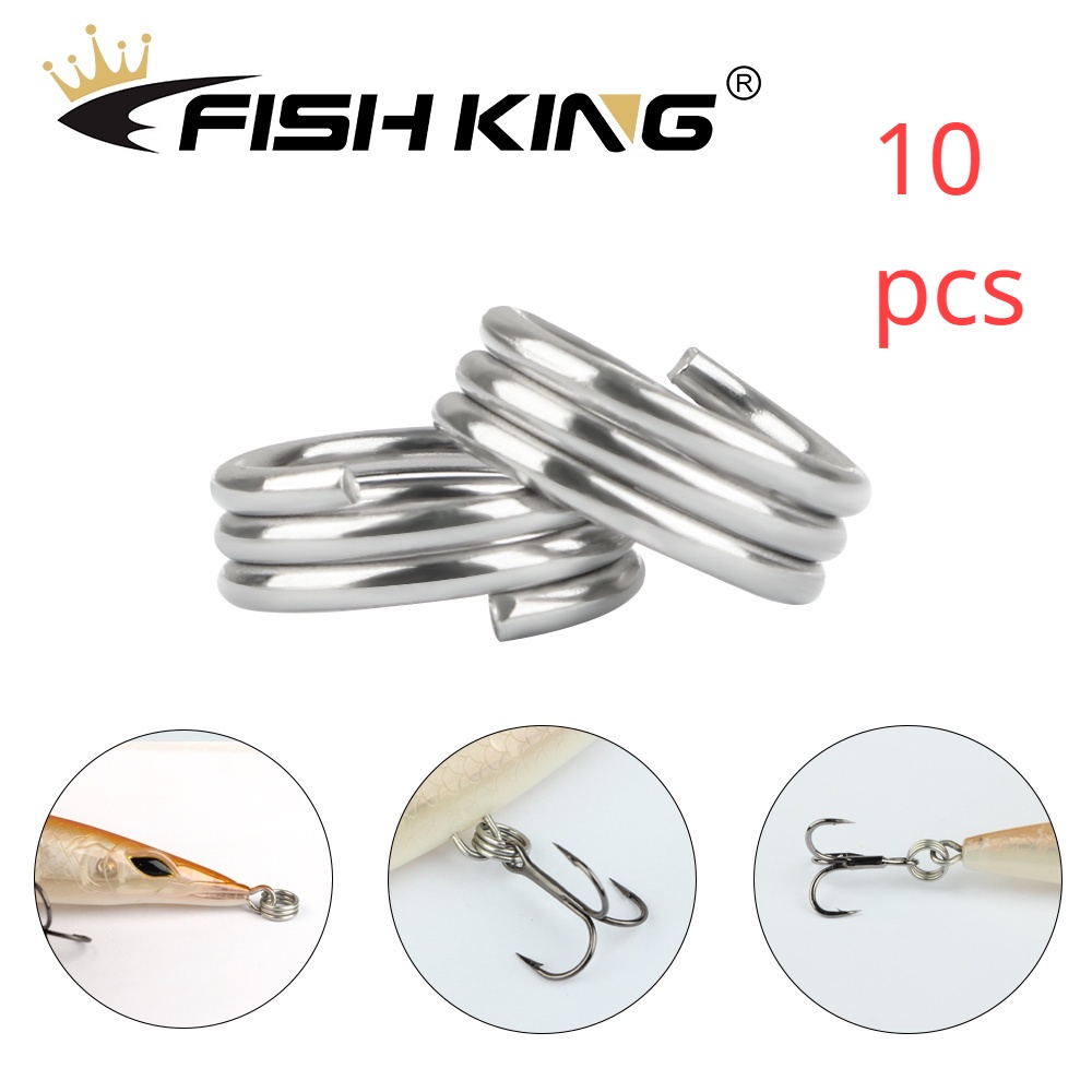 Fishking 10pcs Split Ring Heavy Duty Power 3 Layer Split Ring for Fishing Jigging Swivels ...