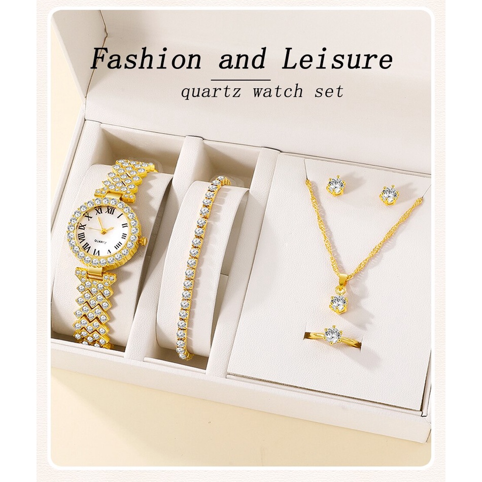 6pcs Set Watches Set Luxury Rhinestone Women Fashion Elegant Wristwatch ...
