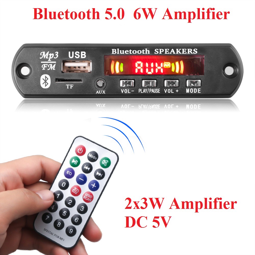5V/12V Bluetooth 5.0 MP3 Player Decoder Board FM Radio TF USB 3.5 mm ...