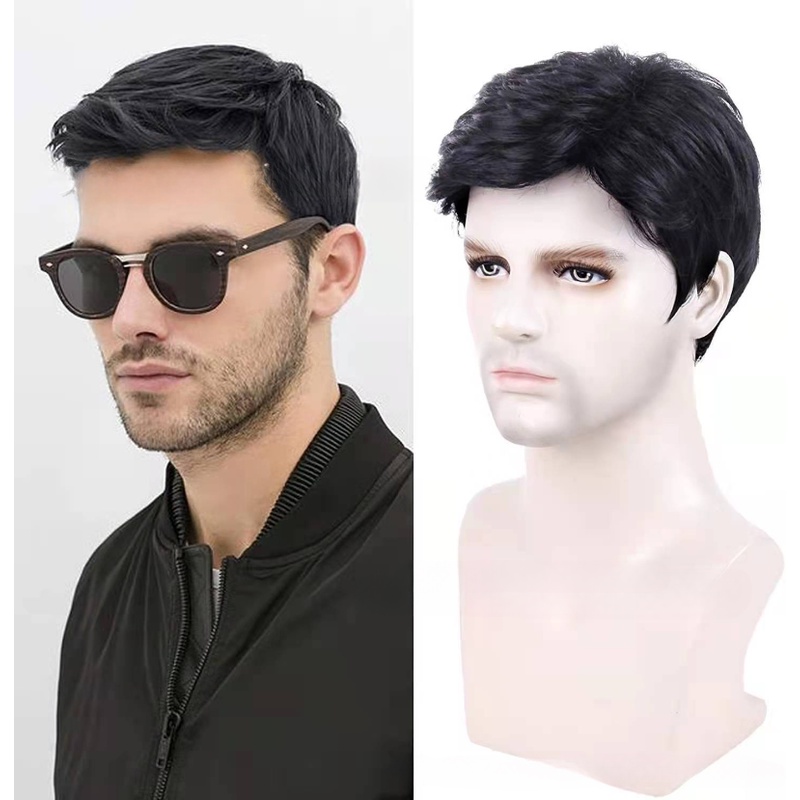 Wig Fashion Men's Wig Fluffy Short Hair Wig Head Cover | Shopee Philippines